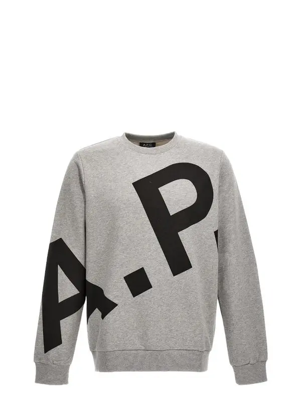 A.p.c. Logo Printed Crewneck Sweatshirt - Gray