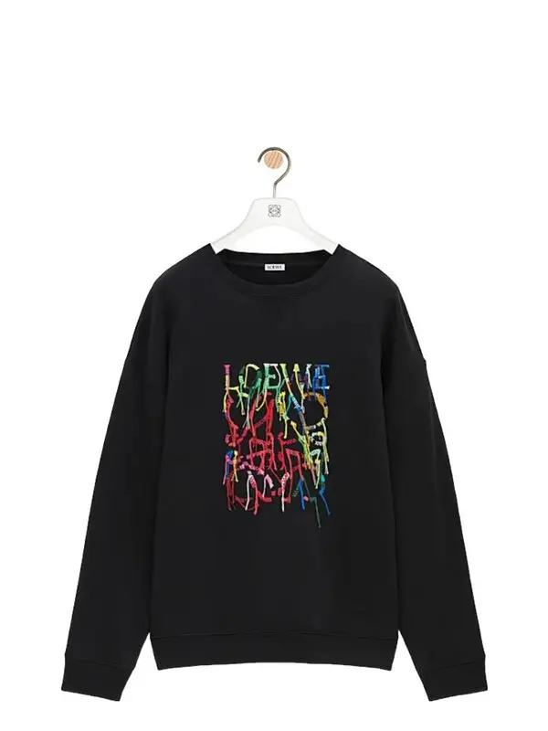 Loewe Embroidered Logo Crewneck Sweatshirt - Black/multicolor