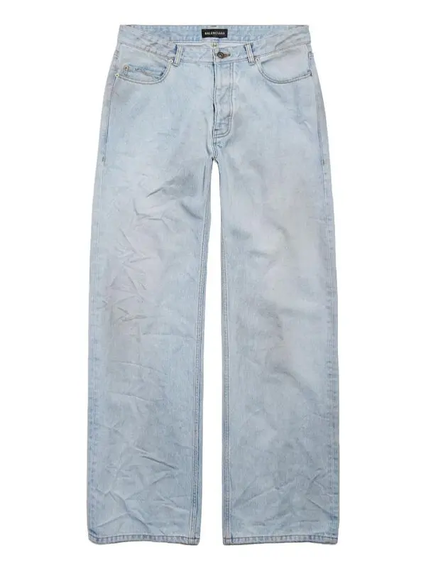 Balenciaga Distressed Relaxed Fit Jeans - Light Blue