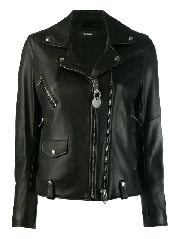 DIESEL® Zip-detail Biker Jacket - Black