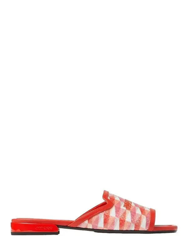 JIMMY CHOO Nako Logo Embroidered Slides - Red