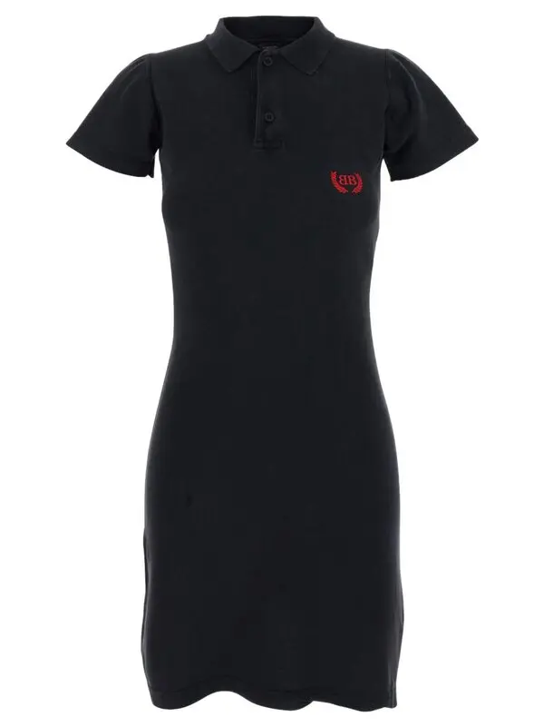 Balenciaga Polo Collar Mini Dress - Black
