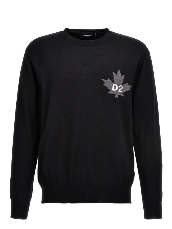 Dsquared2 Logo Intarsia Crewneck Jumper - Black