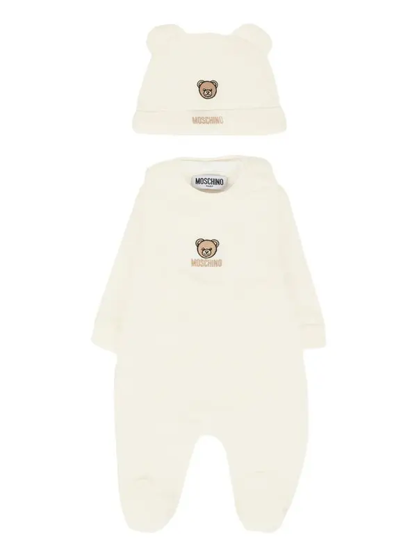 Moschino Embroidered Teddy Bear Babygrow Set - White