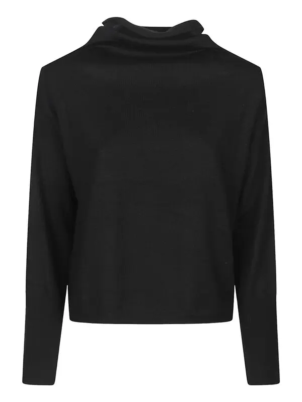 ARAGONA Long Sleeve Mock Neck Sweater - Black