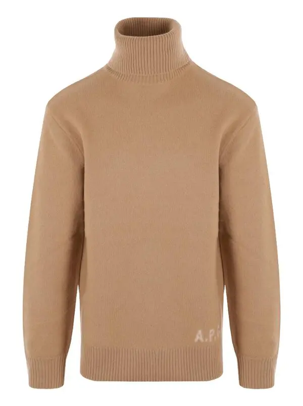 A.p.c. Roll-neck Knitted Jumper" Fine Knit, Long Sleeve - Nude