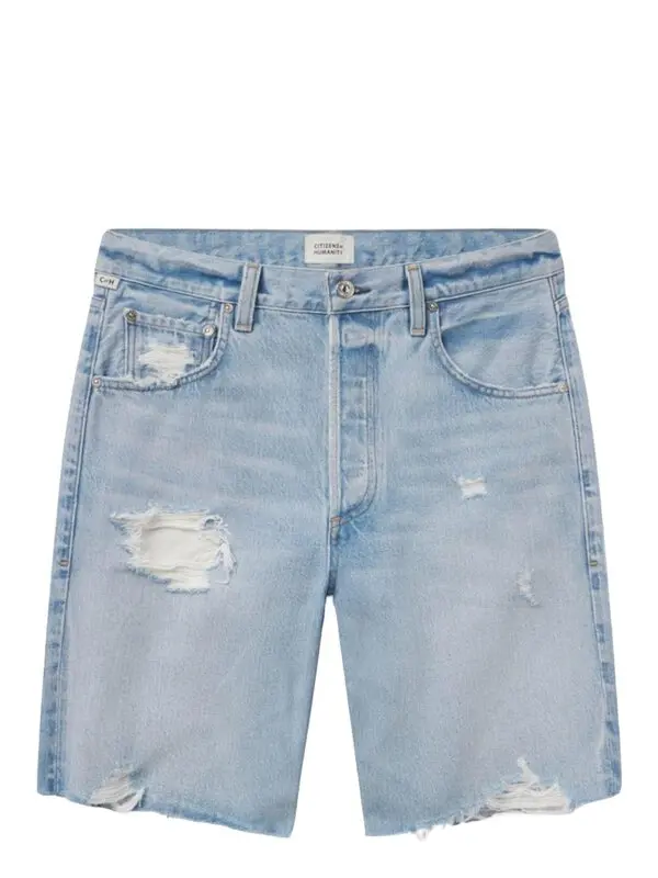 Citizens Of Humanity Distressed Denim Shorts With Raw Edge Hem - Pgoda