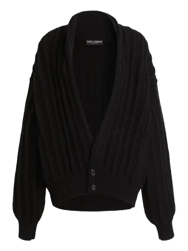 Dolce & Gabbana Oversized Ribbed Cardigan - Black