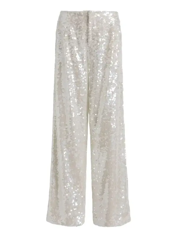 Alberta Ferretti Straight-leg Sequin Embellished Trousers - Ivory
