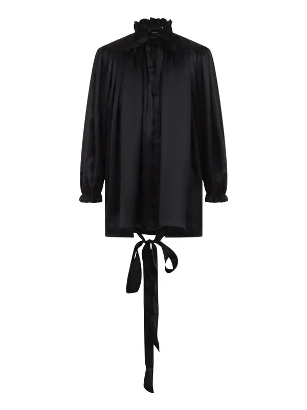 Balenciaga Long Sleeve Lace-up Back Blouse - Black