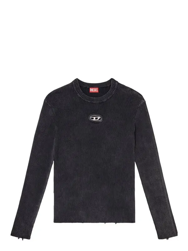 DIESEL® Distressed Cut-out Logo Jumper - Black