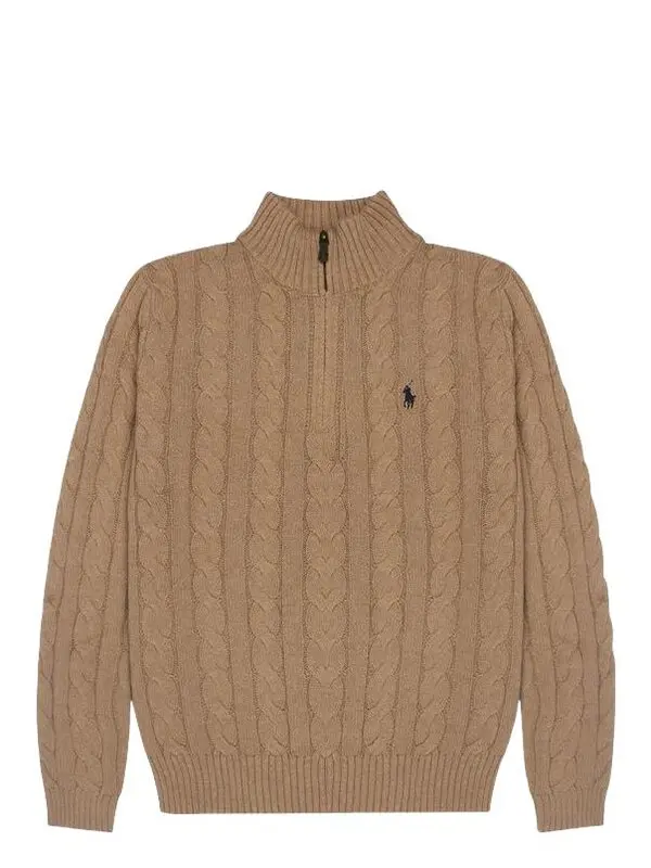 Polo Ralph Lauren Cable-knit Half-zip Jumper - Brown