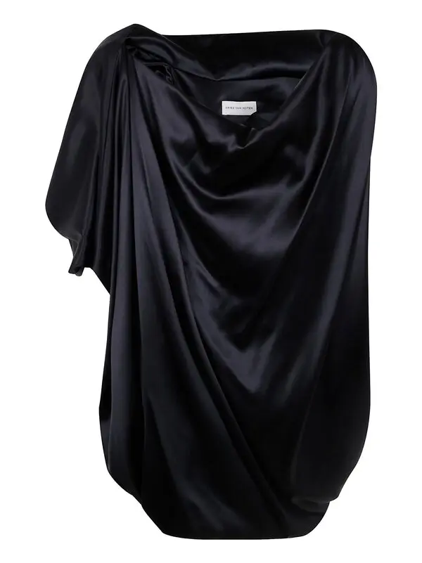 Dries Van Noten Asymmetrical Draped Blouse - Black