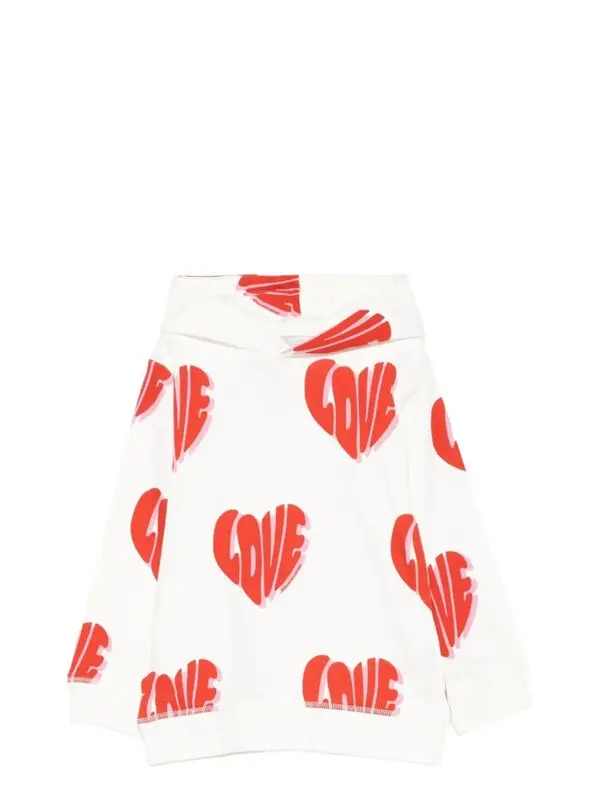 Stella McCartney Long-sleeved Hooded Sweatshirt With Heart Print - White