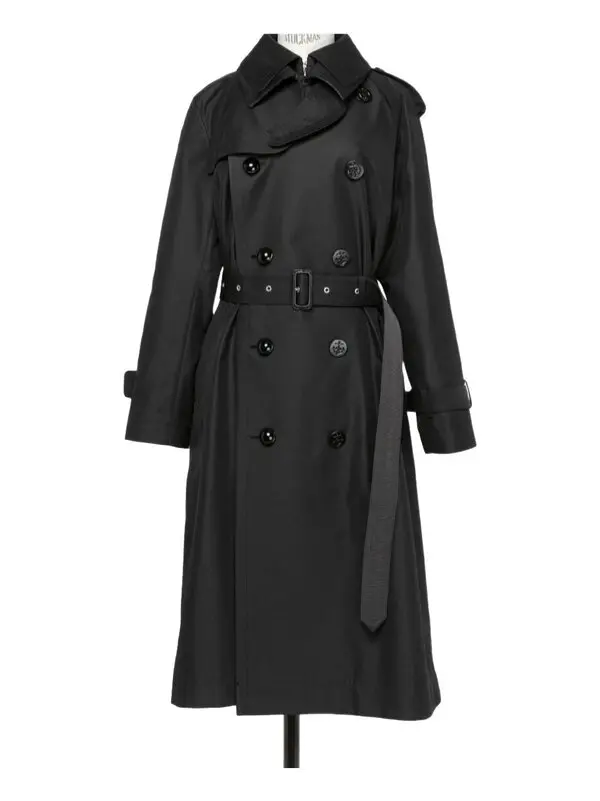 Sacai Belted Double-breasted Coat - Black
