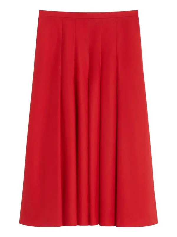 Max Mara Pleated Flared Midi Skirt - Red