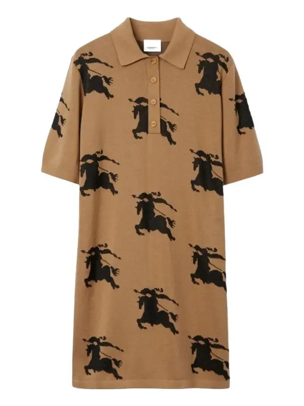 Burberry Ekd-print Jacquard Polo Shirt Dress - Brown