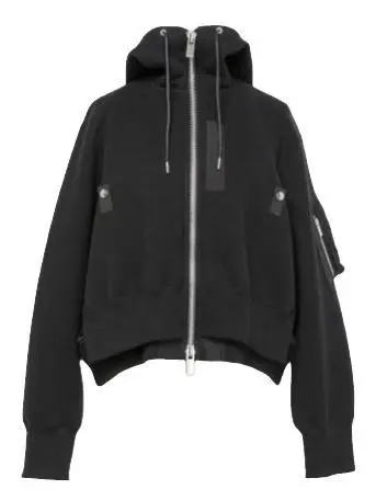 Sacai Zip-up Hooded Jacket - Black