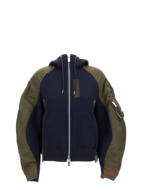 Sacai Zip-up Panelled Hoodie - Black