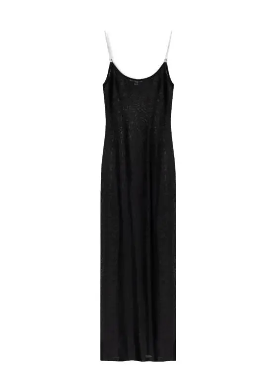 Alaïa Slip Dress With Chain Straps - Black