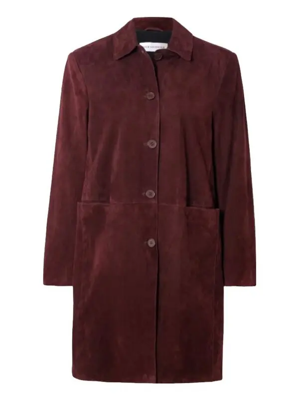 Nour Hammour Long-sleeved Leather Coat - Burgundy