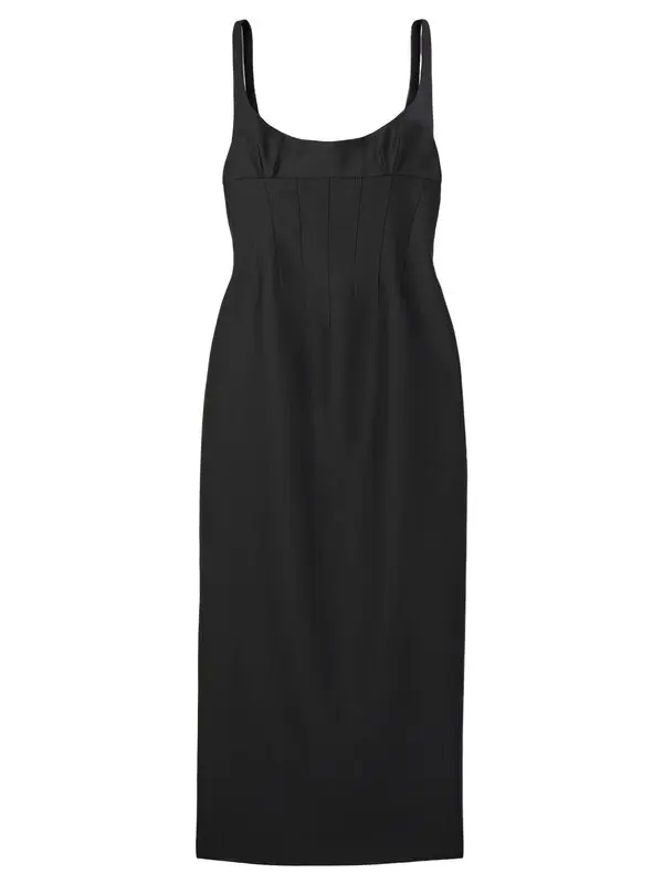 Khaite Sweetheart Neck Midi Slip Dress - Black