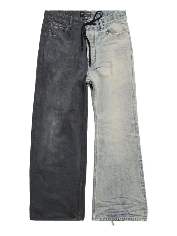 Balenciaga Fifty-fifty Mid-waist Jeans - Dark Grey/light Blue