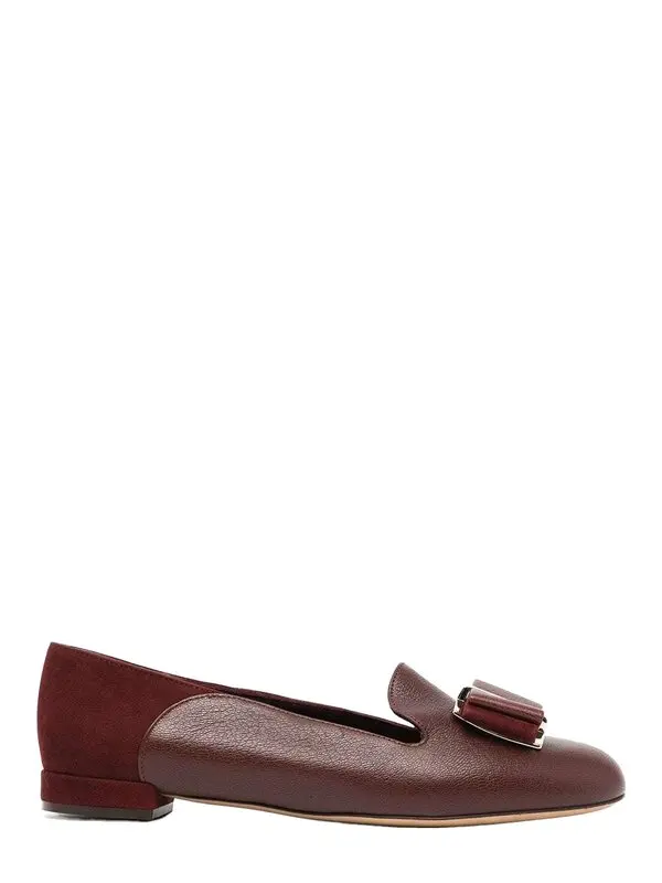 FERRAGAMO Bow Detail Ballerina Flats - Brown