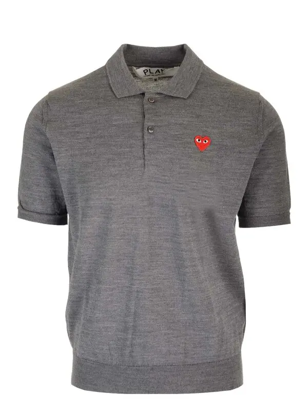 Comme Des Garçons Heart Patch Polo Shirt - Gray