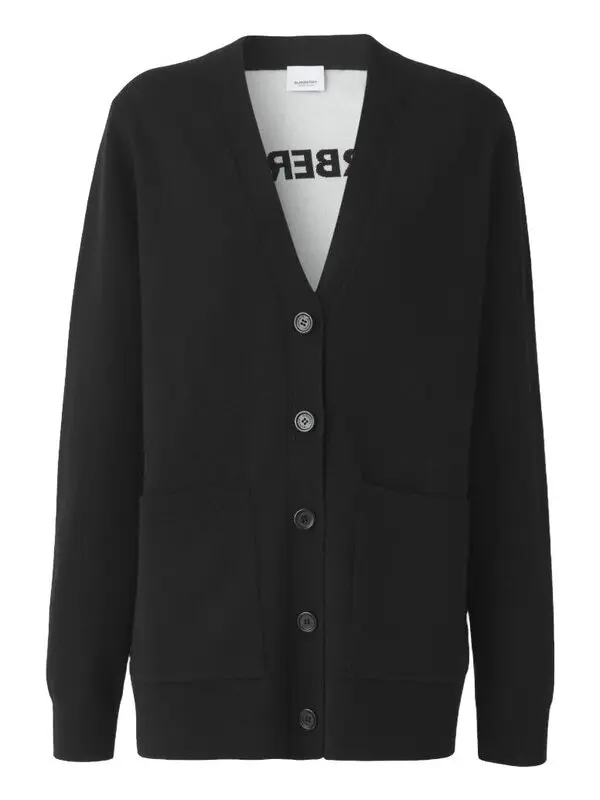 Burberry V-neck Button-fastening Cardigan With Pockets - Black