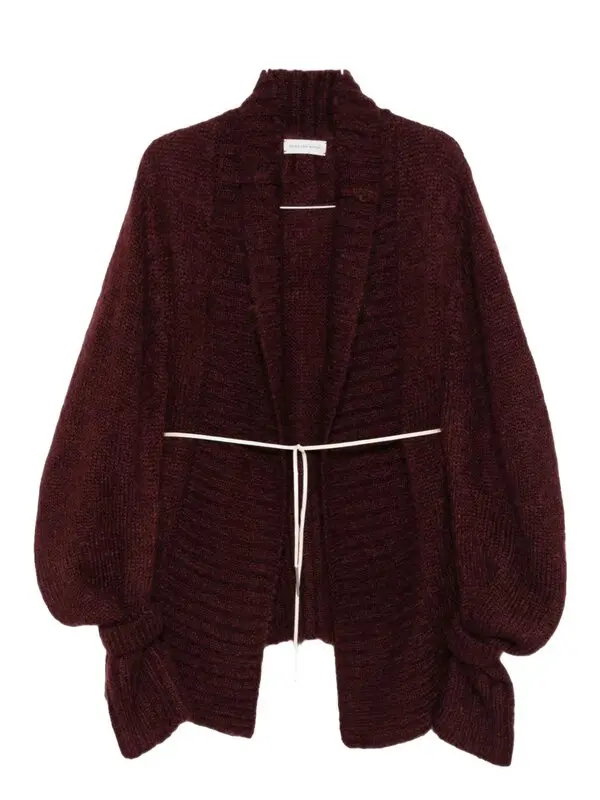 Dries Van Noten Long Sleeve Cardigan With Lace-up Details - Brown