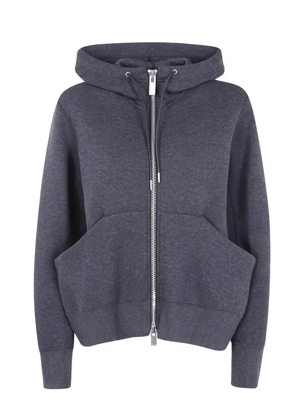 Sacai Sponge Hooded Zip-up Sweatshirt - Black