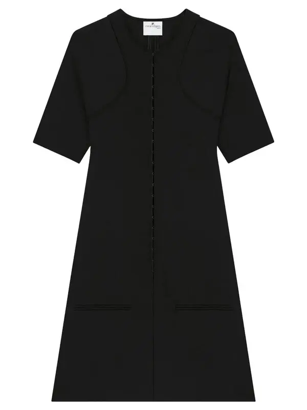 COURREGES A-line Mini Dress With Hook And Eye Fastening - Black