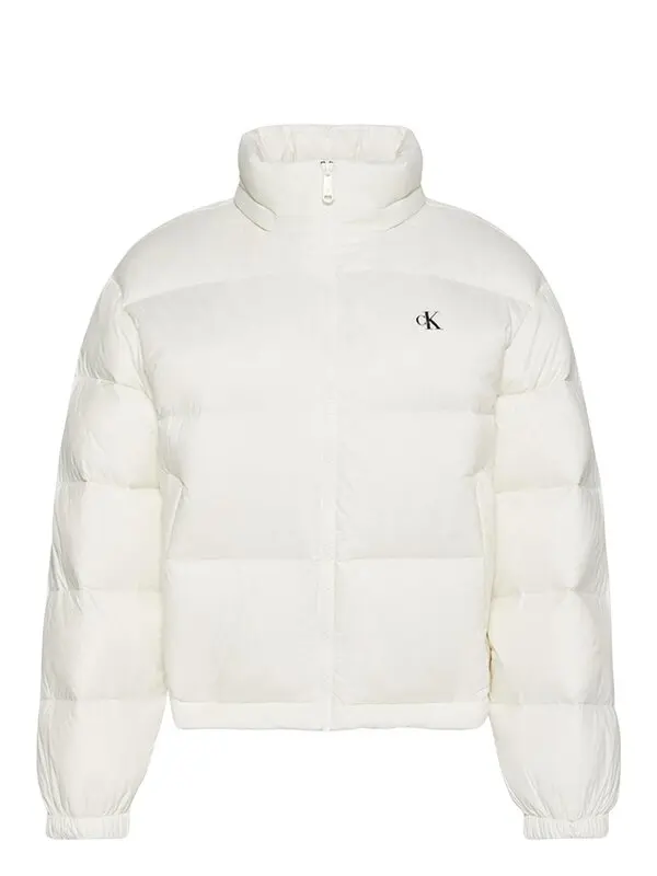 Calvin Klein Short Down Puffer Jacket With Detachable Hood - White