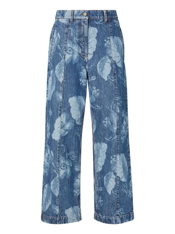Fendi Floral Print Straight-leg Jeans - Blue