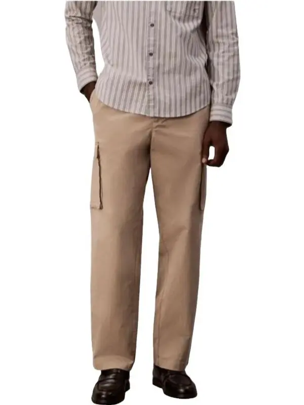 Calvin Klein Straight Cotton Cargo Pants - Vintage Khaki
