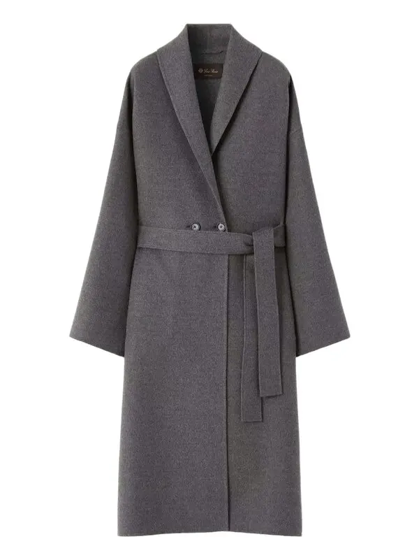 Loro Piana Belted Long-sleeved Coat - Black