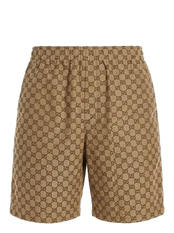 Gucci Gg Supreme Monogram Shorts - Camel/ebony