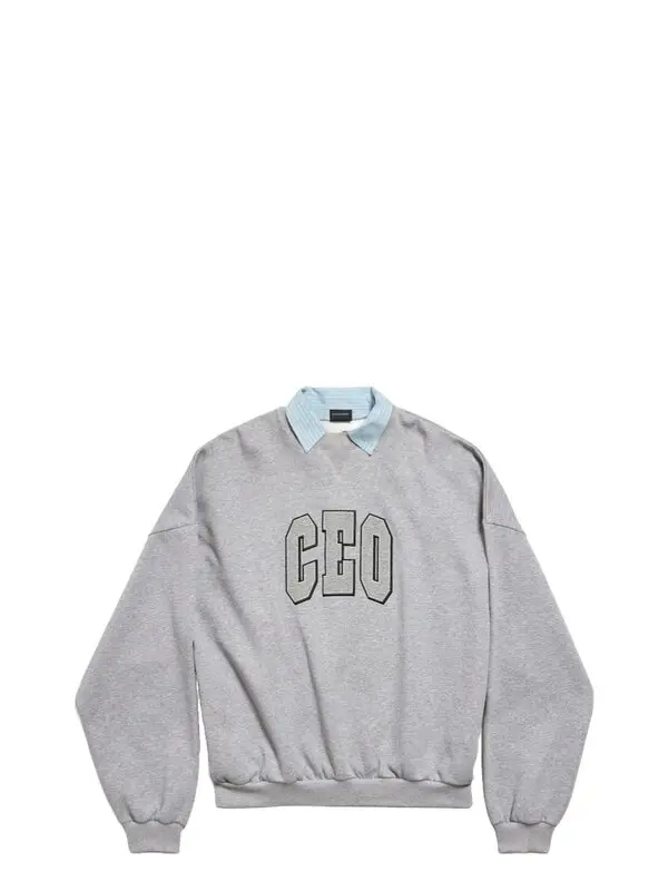 Balenciaga Ceo Team Logo Crewneck Sweatshirt - Hemp Gray
