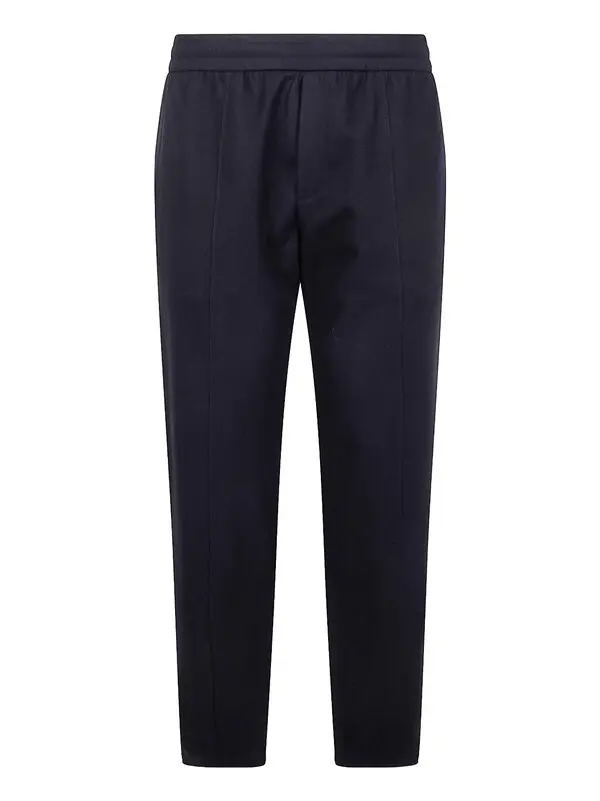 Emporio Armani Elasticated-waist Wool Trousers - Black