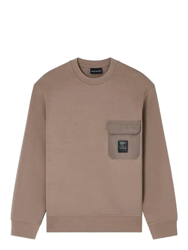 Emporio Armani Patch Pocket Cotton Sweater - Light Brown