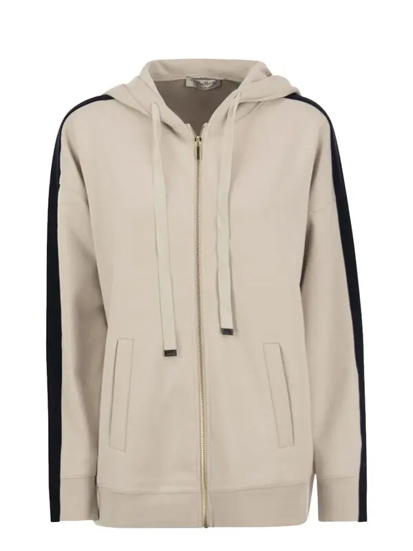 Max Mara Long Sleeve Zip Up Hoodie With Side Detail - No