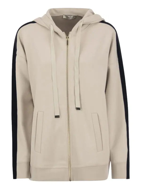 Max Mara Long Sleeve Zip Up Hoodie With Side Detail - Nude