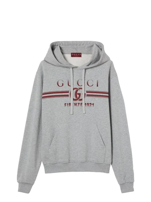 Gucci Jersey Hooded Sweatshirt With Logo - Grey