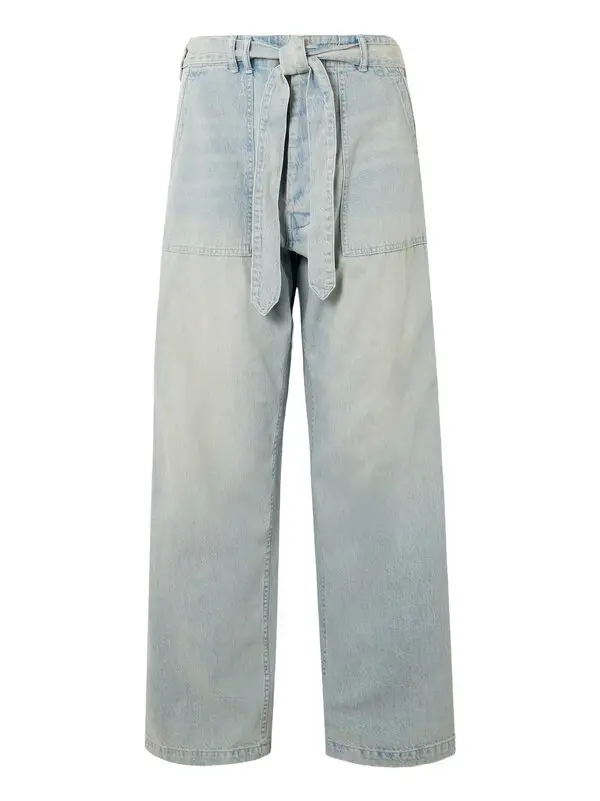 R13 Belted Wide-leg Jeans - Gray
