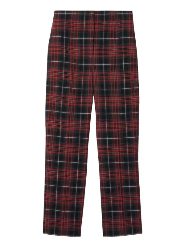 Burberry Plaid Slim Fit Trousers - Poppy Red