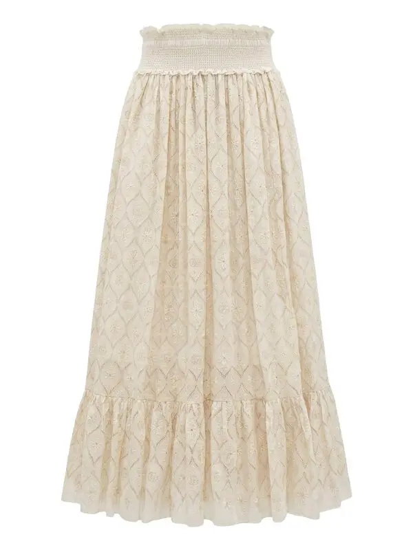 Gucci Broderie Anglaise Midi Skirt - White