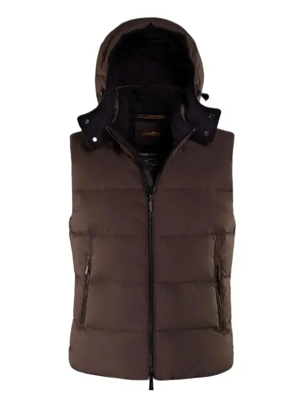 MOORER Detachable Hood Quilted Zip-up Gilet - Black