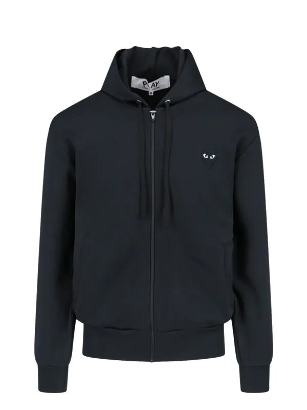 Play Comme Des Garcon Heart-patch Zipped Hoodie - Black