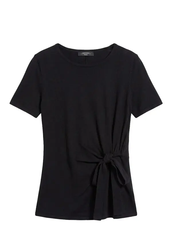 Max Mara Short-sleeve T-shirt With Tie Detail - Black